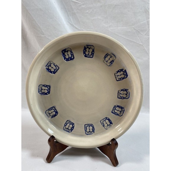 Accents | Vintage Pottery Handmade Blue Pattern Plate Signed 875 Plate ...